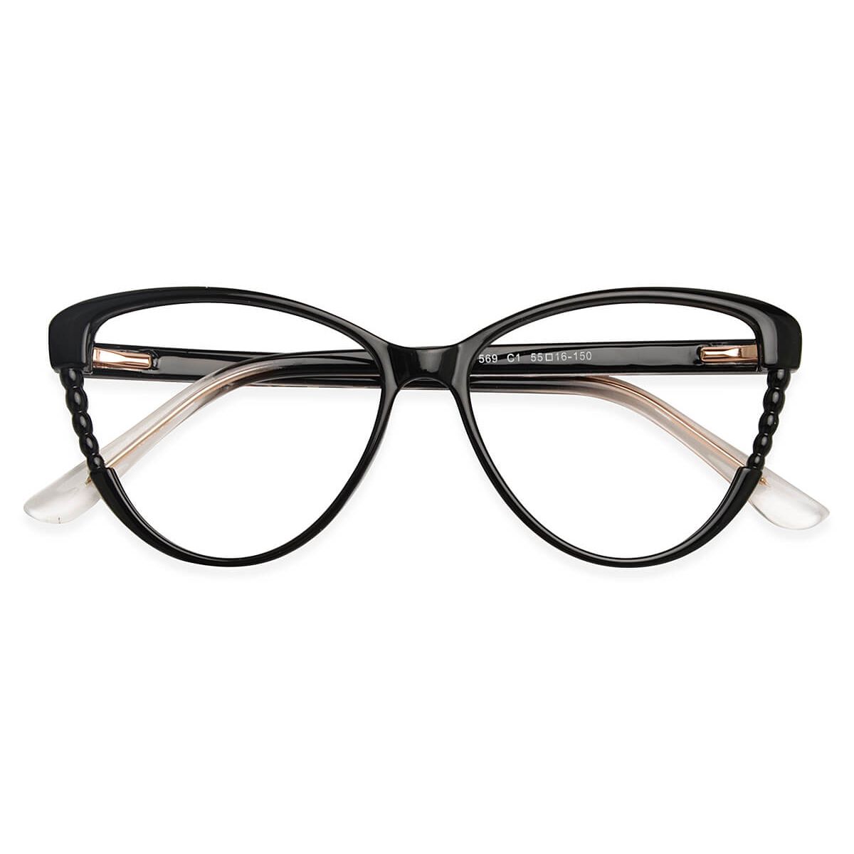 TR7569 Cat-eye Butterfly Black Eyeglasses Frames | Leoptique