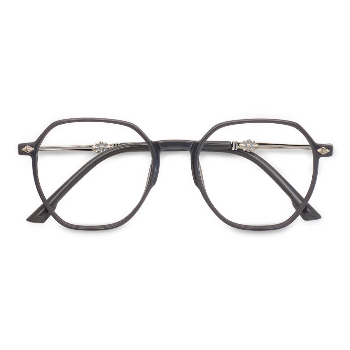 TR80745 Oval Rectangle Geometric Gray Eyeglasses Frames | Leoptique