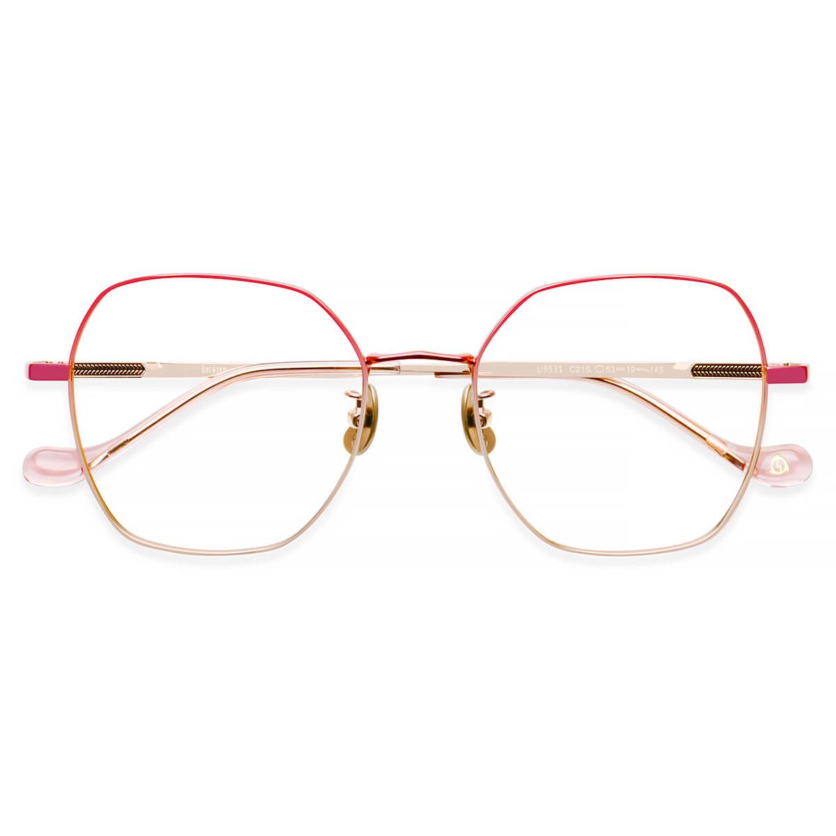 U9531 Square Red Eyeglasses Frames | Leoptique