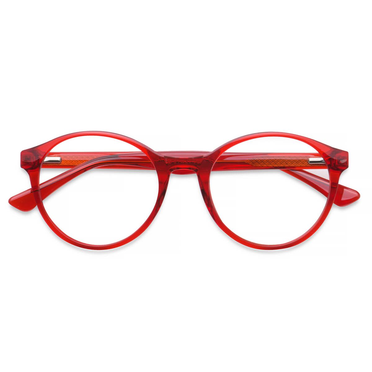 W2007 Round Red Eyeglasses Frames | Leoptique