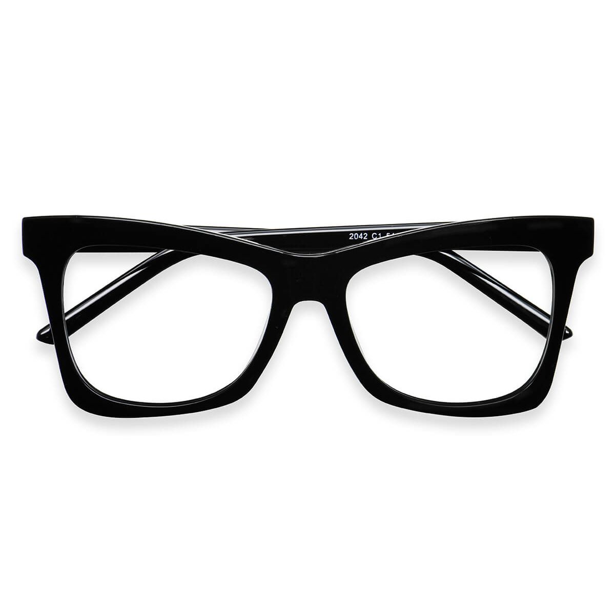 W2042 Rectangle Black Eyeglasses Frames | Leoptique