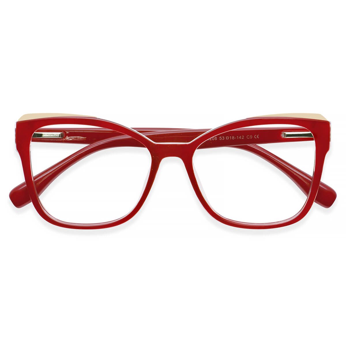 Y5208 Square Butterfly Red Eyeglasses Frames | Leoptique