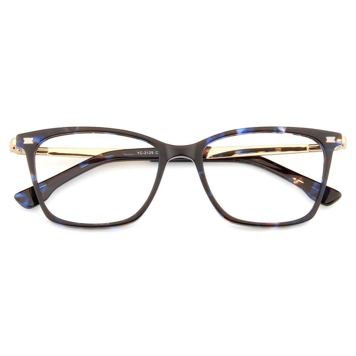 YC-2129 Rectangle Wayfarer Tortoise Eyeglasses Frames | Leoptique
